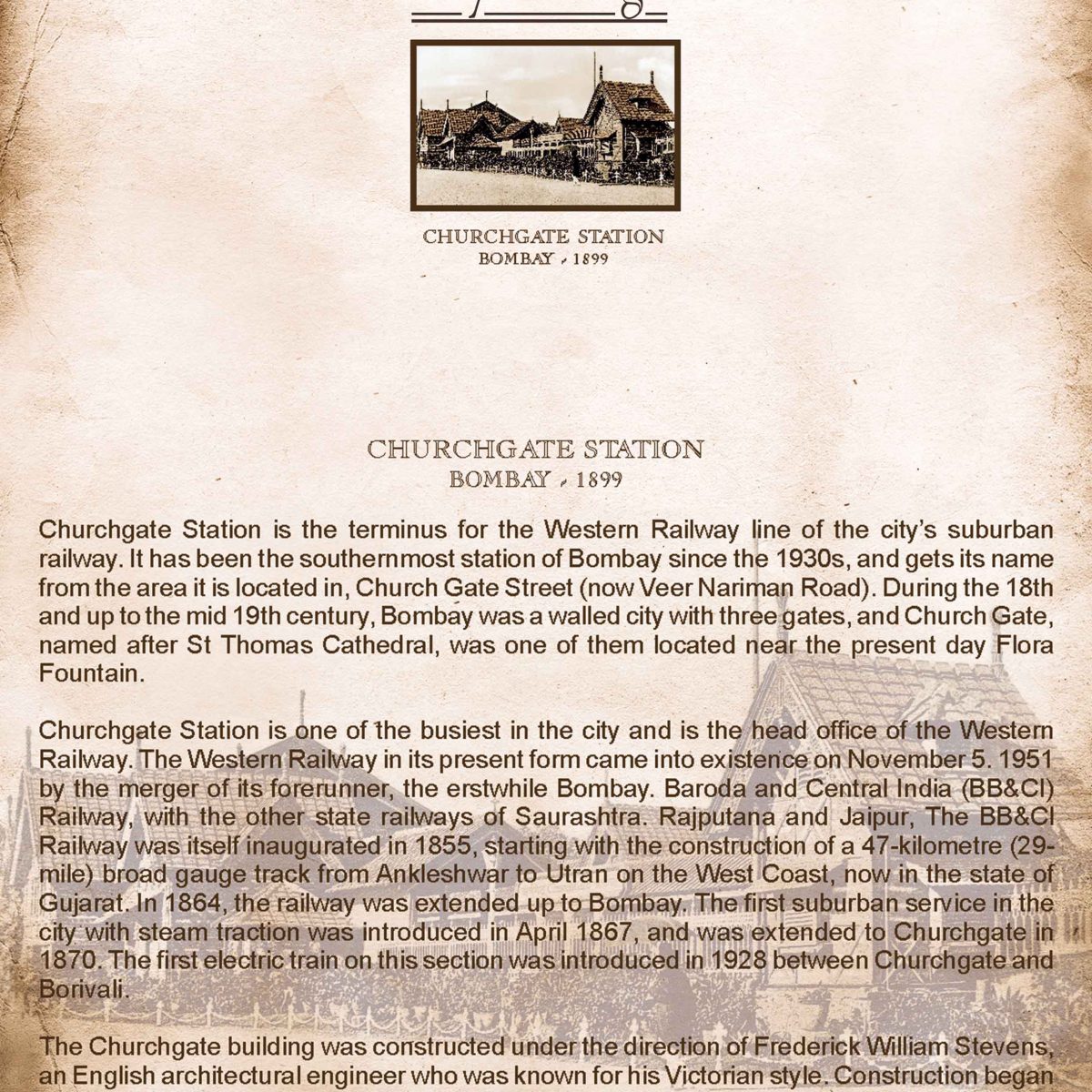 Churchgate Station Year-1899 (Code: 034) – Mounted and Wooden Frames ...