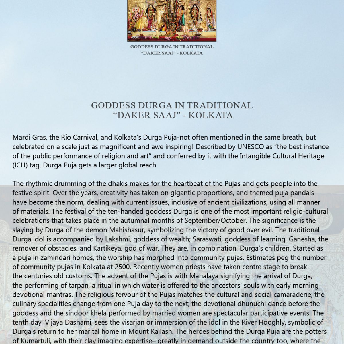 GODDESS DURGA IN TRADITIONAL”DAKER SAAJ”-KOLKATA – Magnate Publishing House